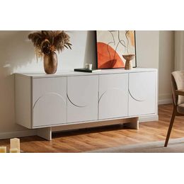 Riess Ambiente Design Sideboard SAVOY 180cm weiß Marmor Keramik mit Stauraum und 3D-Front Riess-Ambiente Modern