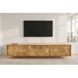 Riess Ambiente Hängendes TV-Board MYSTIC LIVING 160cm Akazie natur 3D Oberfläche Massivholz Riess-Ambiente