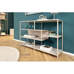 Riess Ambiente Modernes Bücherregal SLIM LINE 115cm champagner beige Metallgestell fünf Regalböden Riess-Ambiente