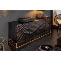 Riess Ambiente Massives Sideboard SCORPION 180cm schwarz Mangoholz aufwendige 3D Schnitzereien Riess-Ambiente Glamour