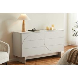 Riess Ambiente Design Sideboard SAVOY 150cm weiß Marmor Keramik mit sechs Schubladen Riess-Ambiente Modern