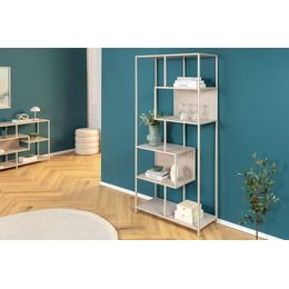 Riess Ambiente Modernes Bücherregal SLIM LINE 185cm champagner beige Metallgestell sechs Regalböden Riess-Ambiente