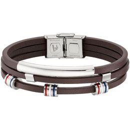 Bruno Banani Lederarmband »Schmuck« edelstahlfarben-braun-blau-rot-weiß Trendiger Armschmuck mit Leder
