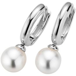 ADRIANA Paar Creolen »Schmuck Geschenk Silber 925 Ohrringe Genua« Made in Germany - mit Süßwasserzuchtperle silberfarben-weiß 7 mm Moderner...