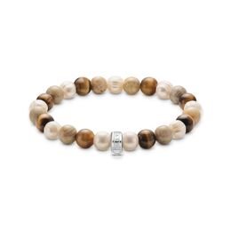 Thomas Sabo Armband »Charm Club: Bead-Armband« mit Türkis-Imitat, oder Jaspis und Tigerauge - mit Süßwasserzuchtperle silberfarben-natur-braun-weiß...