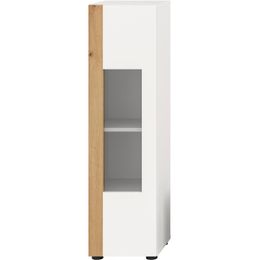 Inosign Vitrine »Svala, Höhe 112 cm, Holzdekor, 1 Tür« 1 Stk. tlg. 3 Einlegeböden, Vitrinenschrank, Schrank, Wohnschrank weiß / Artisan Eiche...