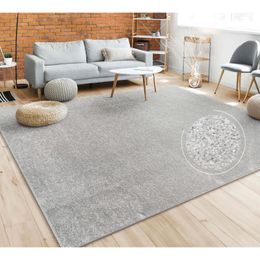 Paco Home Teppich »Porto 890« rechteckig 13 mm Höhe Kurzflor, Uni-Farben, ideal im Wohnzimmer & Schlafzimmer silberfarben Obermaterial: 100%...
