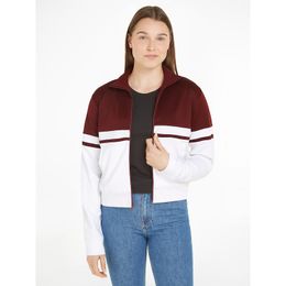 Tommy Hilfiger Sweatjacke »BLOCKED STRIPE REG ZIPTHRU HWK« mit Logostickerei Deep_Rouge XL (42) XL (42) Seatjacke von Tommy Hilfiger Womanswear