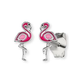Herzengel Paar Ohrstecker »Flamingo« mit Emaille silberfarben-rosa-pink Verspielter Mädchenohrschmuck