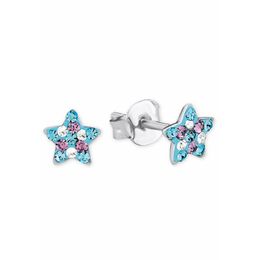 Prinzessin Lillifee Paar Ohrstecker »Stern« mit Kristallstein Silber-925-blau-rosa-weiß + blau-weiß-rosa Niedlicher Kinderschmuck
