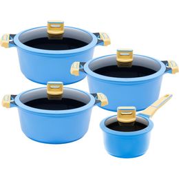 King Kochtopf »GOURMET« Set, 8 Stk. tlg. Aluminiumguss blau