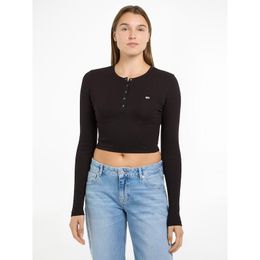 Tommy Jeans Langarmshirt &raquo;TJW CRP HENLEY TOP LS&laquo; in modischer Cropped Form Black S (36) S (36) Langarmshirt von Tommy Jeans