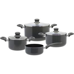 ELO Basic Topf-Set &raquo;Rhino&laquo; Set, je 1 Kochtopf mit Deckel &Oslash; 16/20/24 cm, 1 Stieltopf &Oslash; 16 cm, 7 Stk. tlg. Aluminium grau