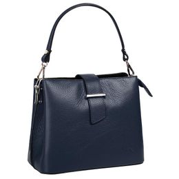 CLUTY Damen Henkeltasche echt Leder, Made in Italy blau
