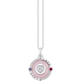 Thomas Sabo Kette mit Anhänger »rosa und herzförmigem Stein« mit Zirkonia (synth.), Korund (synth.) silberfarben-rosa-weiß-violett-rot 45 Kette mit...