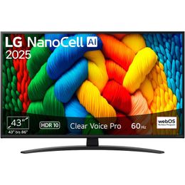 LG LED-Fernseher »43NANO81T6A« 108 cm/43 ′′ Smart-TV schwarz Leistungsstarker α5 Gen7 4K AI-Prozessor mit 4K Upscaling und Dynamic Tone Mapping für...