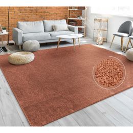 Paco Home Teppich »Porto 890« rechteckig 13 mm Höhe Kurzflor, Uni-Farben, ideal im Wohnzimmer & Schlafzimmer kupferfarben Obermaterial: 100%...