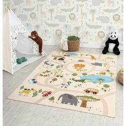 the carpet Teppich »Happy Life« rechteckig 4 mm Höhe Life Kinderzimmer Teppich Spielteppich pflegeleicht Beige Obermaterial: 100% Polyester B : 160...