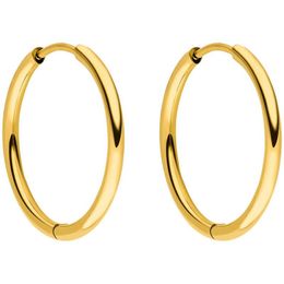 PURELEI Paar Creolen »Schmuck Geschenk Sleeky Ohrringe« gelbgoldfarben 15,8 mm Klassische Ohrringe mit praktischem Clip-Verschluss