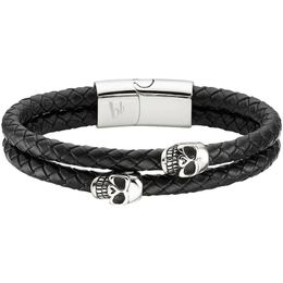 Bruno Banani Lederarmband »Schmuck« edelstahlfarben-schwarz 21 cm Trendiger Armschmuck mit Leder