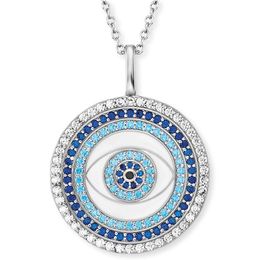 Engelsrufer Kette mit Anh&auml;nger &raquo;LUCKY EYE&laquo; mit Emaille - mit Zirkonia (synth.) silberfarben-blau-kristallwei&szlig;-hellblau-schwarz Bezauberndes...