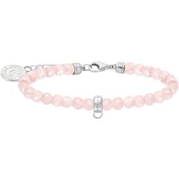 Thomas Sabo Charm-Armband »mit rosa oder schwarzen Beads« mit Achat oder Rosenquarz silberfarben-rosa + rosa 19 Charm-Armband mit Beads