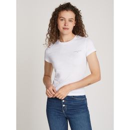 Tommy Jeans T-Shirt »TJW SLIM LINEAR TEE« mit Logoschriftzug white M (38) M (38) Kurzarm und Rundhalsausschnitt mit Rippbündchen für klassischen Look