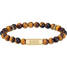 BOSS Armband »SPHERE« mit Tigerauge gelbgoldfarben-braun + braun M BOSS Schmuck - Herrenarmschmuck