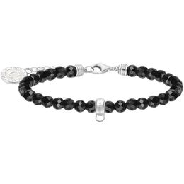 Thomas Sabo Charm-Armband »mit rosa oder schwarzen Beads« mit Achat oder Rosenquarz silberfarben-schwarz + schwarz 19 Charm-Armband mit Beads