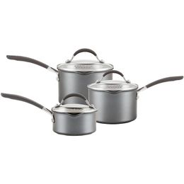 Circulon Topf-Set »A1 Topfset klein, 6-tlg.« Set, 3 Töpfe, 3 Deckel, 6 Stk. tlg. Aluminium Edelstahl anthrazit