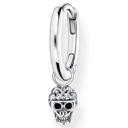 Thomas Sabo Single-Creole »mit Totenkopf Anhänger« mit Zirkonia (synth.) silberfarben-weiß + kristallweiß Single Creole mit Totenkopf-Anhänger
