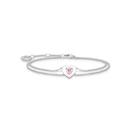 Thomas Sabo Armband »Herz mit pinkem Stein« mit Zirkonia (synth.) und Emaille silberfarben-pink + pink 19 Pop Colours: Armband mit Herz