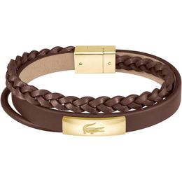 Lacoste Lederarmband &raquo;FUSION&laquo; braun-gelbgoldfarben 19 cm Moderner Armschmuck der Marke Lacoste