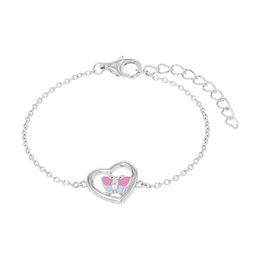 Prinzessin Lillifee Armband »Herz/Schmetterling-Optik« mit Zirkonia (synth.) silberfarben-rosa-türkis-kristallweiß + kristallweiß 15 cm Mädchen...