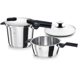 Fissler Schnellkochtopf »Vitaquick « Set, 1 Schnellkochtopf 6 L, 1 Schnellbratpfanne 3, 5 L, 1 Metalldeckel, 4 Stk. tlg. Edelstahl 18/10...