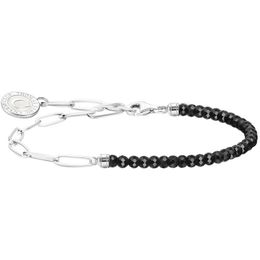 Thomas Sabo Charm-Armband »mit Charmista Coin Silber« mit Achat silberfarben-schwarz + schwarz 19 Charm-Armband mit Charmista Coin Silber