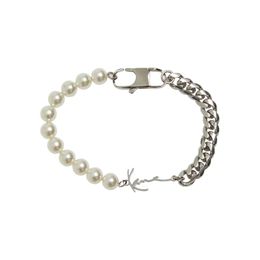 Karl Kani Halsreif &raquo;Signature Pearl Bracelet&laquo; silver/white onesize Passform: filigrane Kombi aus Perlenreihe und Gliederkette, geeignet f&uuml;r...
