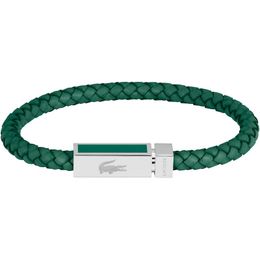 Lacoste Lederarmband &raquo;ROCKEL&laquo; mit Emaille gr&uuml;n-edelstahlfarben 19 cm Moderner Armschmuck der Marke Lacoste