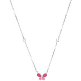 Prinzessin Lillifee Kette mit Anhänger »Schmetterling« mit Emaille - mit Zirkonia (synth.) silberfarben-rosa-pink-weiß Prinzessin Lillifee Schmuck...