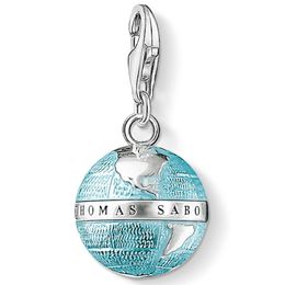 Thomas Sabo Charm-Einhänger »Weltkugel« silberfarben-blau Ikonischer Weltkugel-Charm