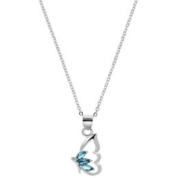 Amor Kette mit Anhänger »Blue fan« mit Zirkonia (synth.) silberfarben-blau Verspielte Halskette für Damen von Amor