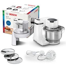Bosch Küchenmaschine »MUMS2EB01 MUM Serie 2« Durchlaufschnitzler, 3 Reibescheiben, Patisserieset Edelstahl weiß grau