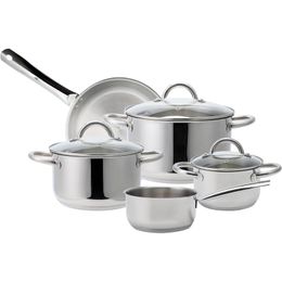 ECHTWERK Topf-Set »Silber-Edition« Set, je 1 Kochtopf 16/20/24 cm, Kasserolle 16 cm, Bratpfanne 24 cm, 8 Stk. tlg. Edelstahl 18/8 silberfarben