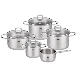 ELO Topf-Set »Jaspis« Set, Bratentopf Ø 16/20cm, Fleischtopf Ø 24cm, Kasserolle Ø 16cm, Milchtopf, 8 Stk. tlg. Edelstahl 18/8 silberfarben
