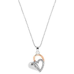 Amor Kette mit Anhänger »Hearts« mit Zirkonia (synth.) silberfarben-roségoldfarben-kristallweiß Stylishe Halskette für Damen von Amor