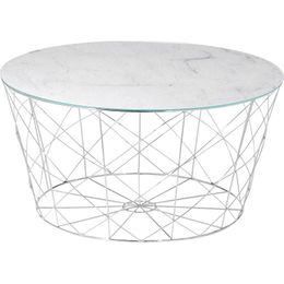 Salesfever Couchtisch »Caorle Coffeetable: Harmonisches Wohnambiente« Stilvolles Korbgestell Weiß/Chromfarben + Chromfarben + Weiß 3D Marmor-Design...
