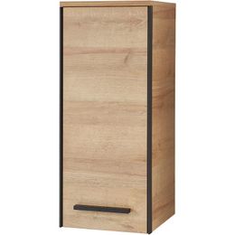 H&auml;ngeschrank &raquo;Quickset 395 Wand-Badschrank 30 cm breit mit 1 T&uuml;r und 2 Einlegeb&ouml;den&laquo; Badezimmer-H&auml;ngeschrank inkl. T&uuml;rd&auml;mpfer, Griffe in Schwarz braun