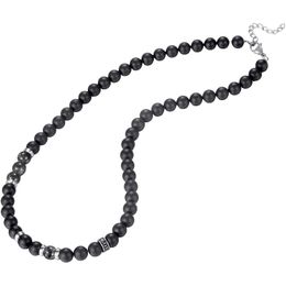 Kingka Perlenkette »Schmuck Geschenk Edelstahl Halsschmuck Halskette« mit Obsidian - mit Muschelperle edelstahlfarben-schwarz,schwarz-grau Zeitlos...