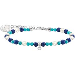 Thomas Sabo Charm-Armband »mit weißen Perlen und blauen Beads« mit Lapislazuli, Türkis-Imitat - mit Süßwasserzuchtperle...