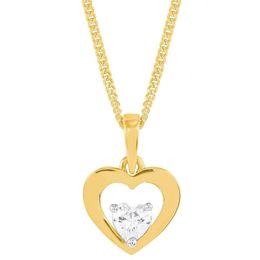 Amor Kette mit Anhänger »Schmuck Geschenk Halskette Herz LIEBE« mit Zirkonia (synth.) gelbgoldfarben-weiß Wundervolle Damenhalskette